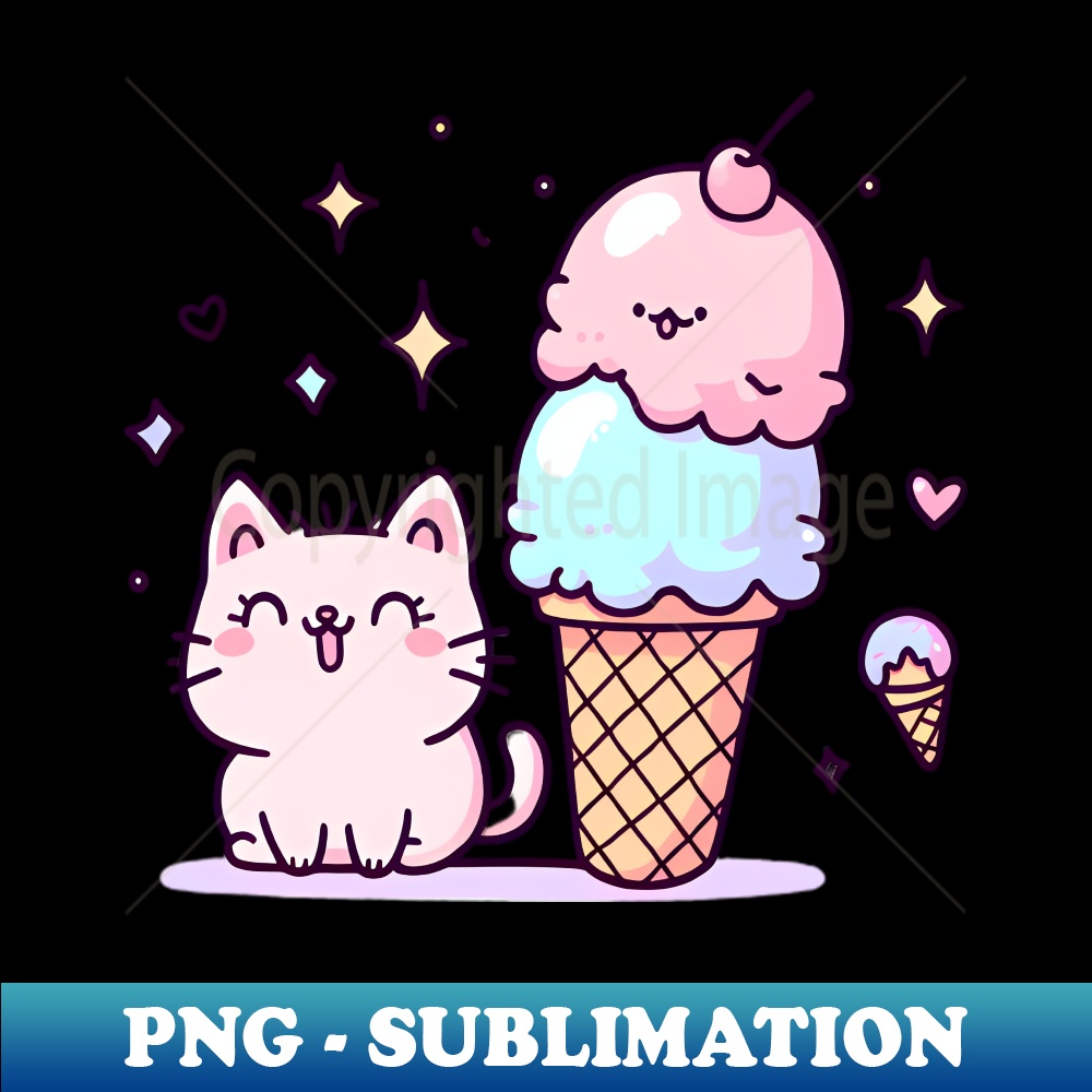 Cat with Ice Cream Cone - Creative Sublimation PNG Download | Inspire ...