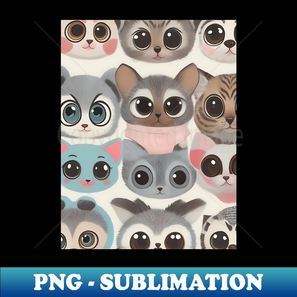 Cute animals with big eyes pattern - PNG Transparent Digital | Inspire ...