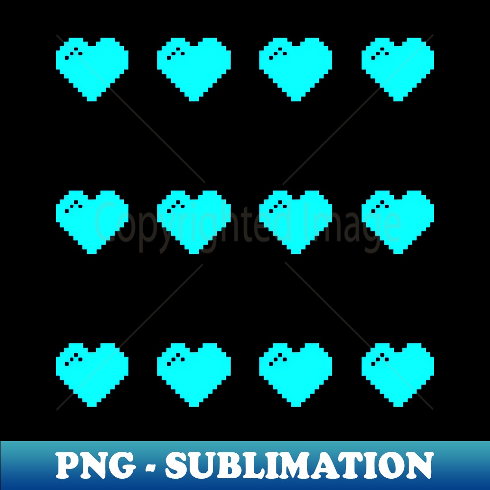 Pixel Art CYAN HEART Emoji Bitmap - Retro PNG Sublimation Di | Inspire ...