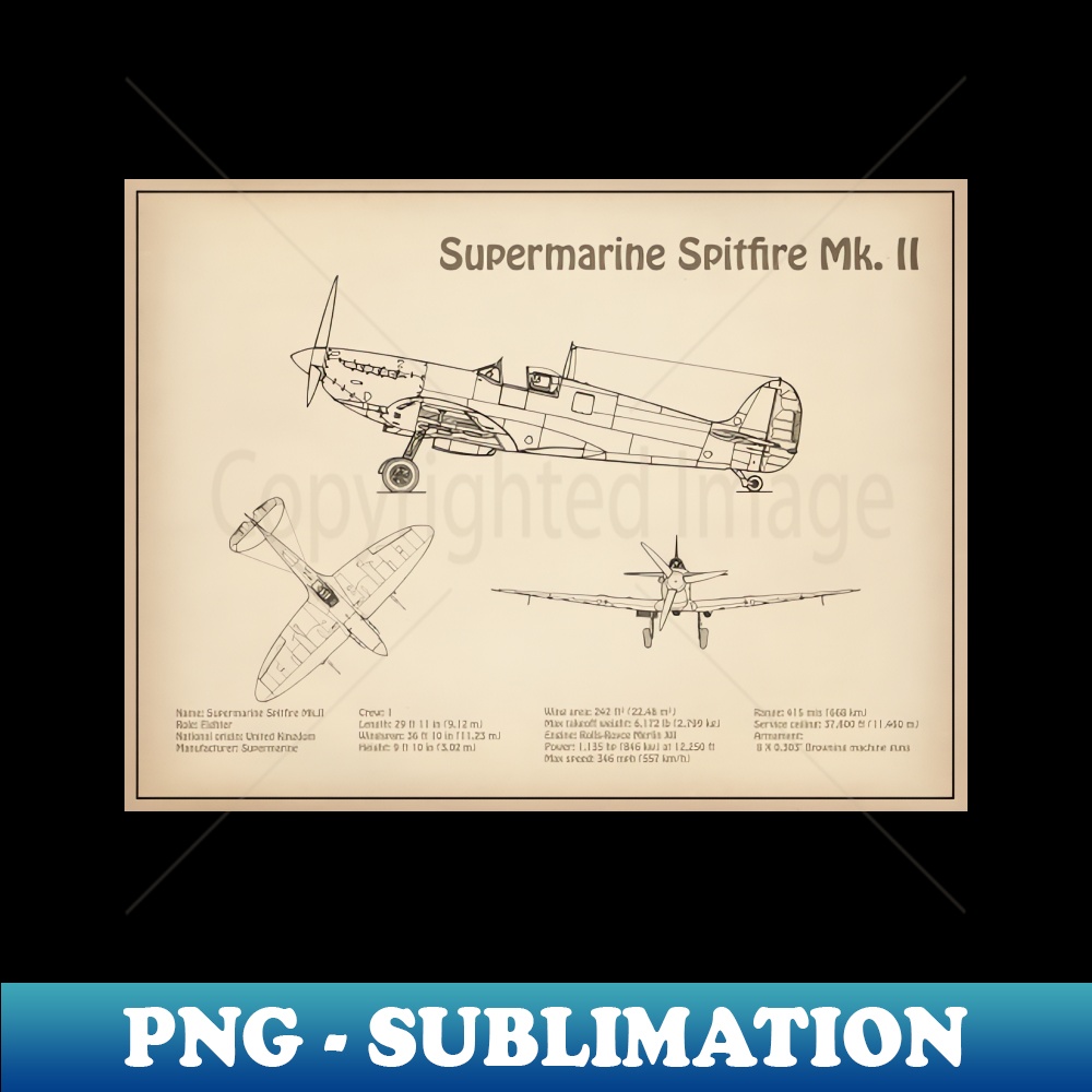 Supermarine Spitfire Mk II - Airplane Blueprint - SD - PNG T | Inspire ...
