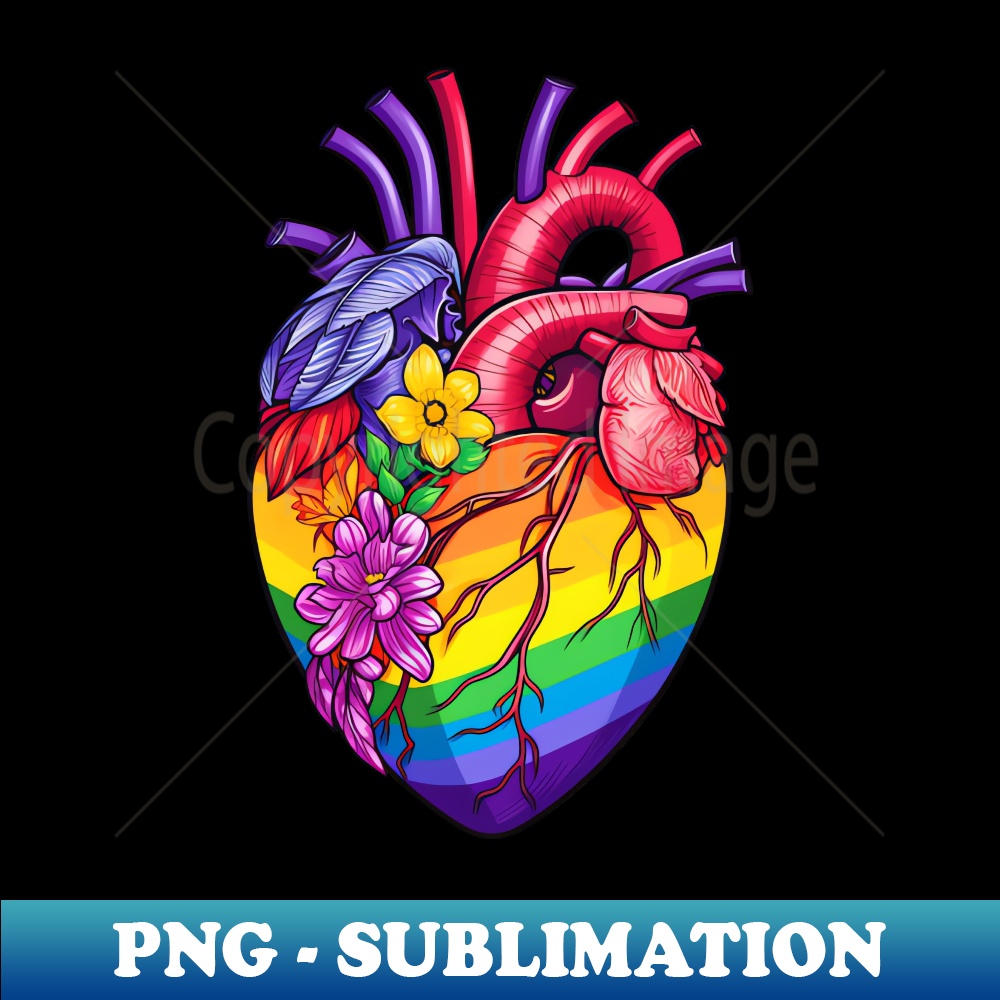 Human Heart with Flowers and Pride Rainbow Flag Colors - Vin | Inspire ...