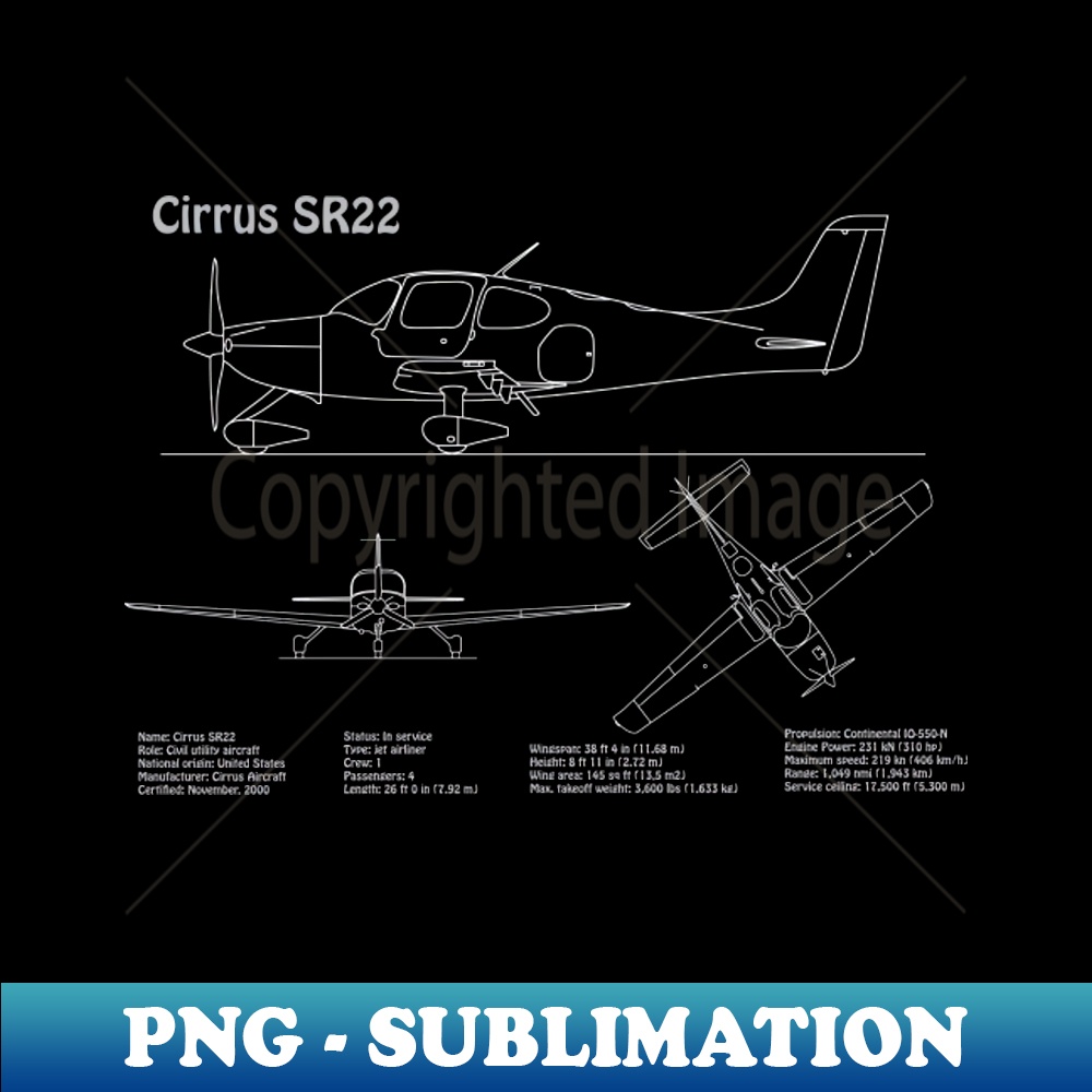 Cirrus SR22 - Airplane Blueprint - ADPNG - Trendy Sublimatio - Inspire ...