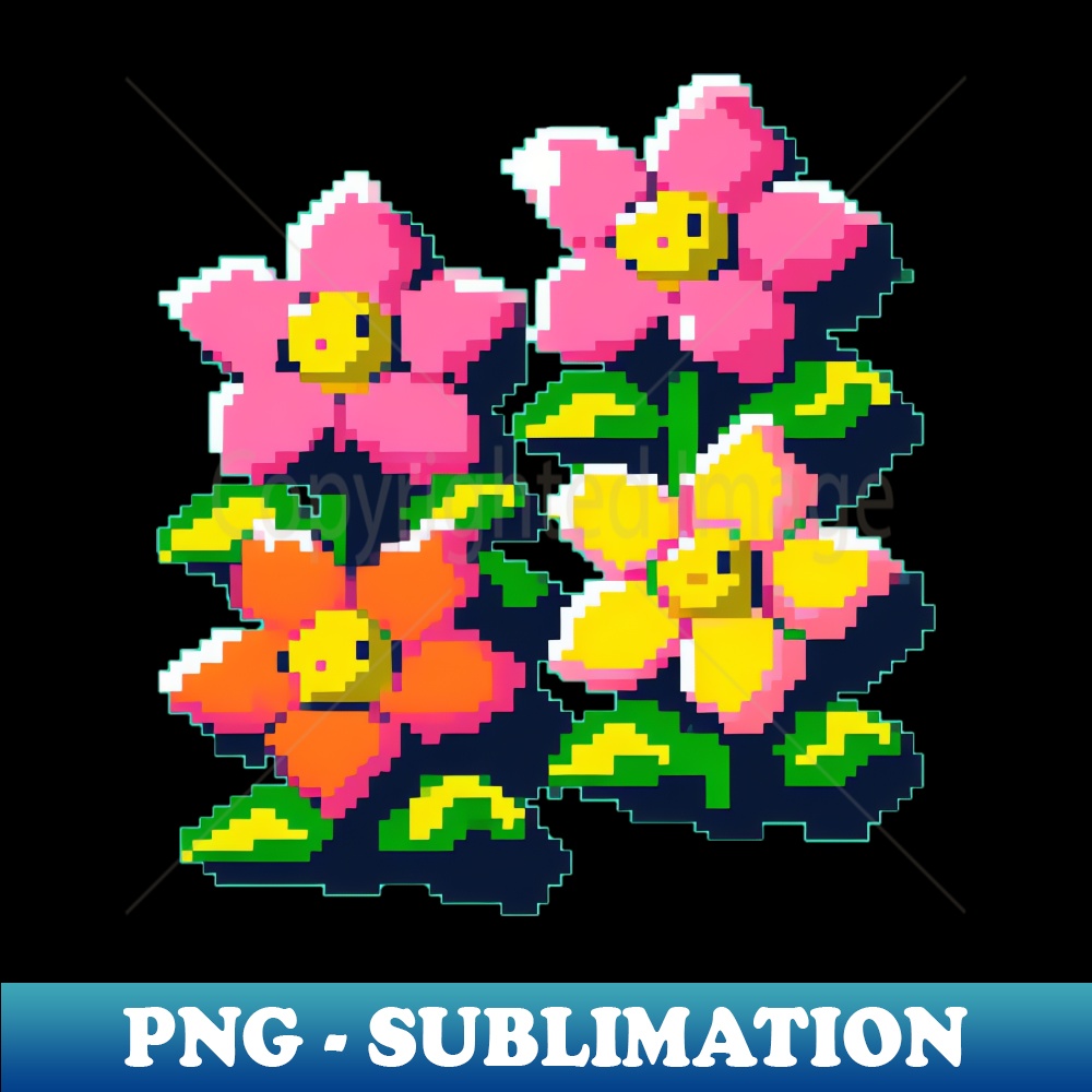 8 Bit Blooming Flowers - Instant Sublimation Digital Downloa | Inspire ...