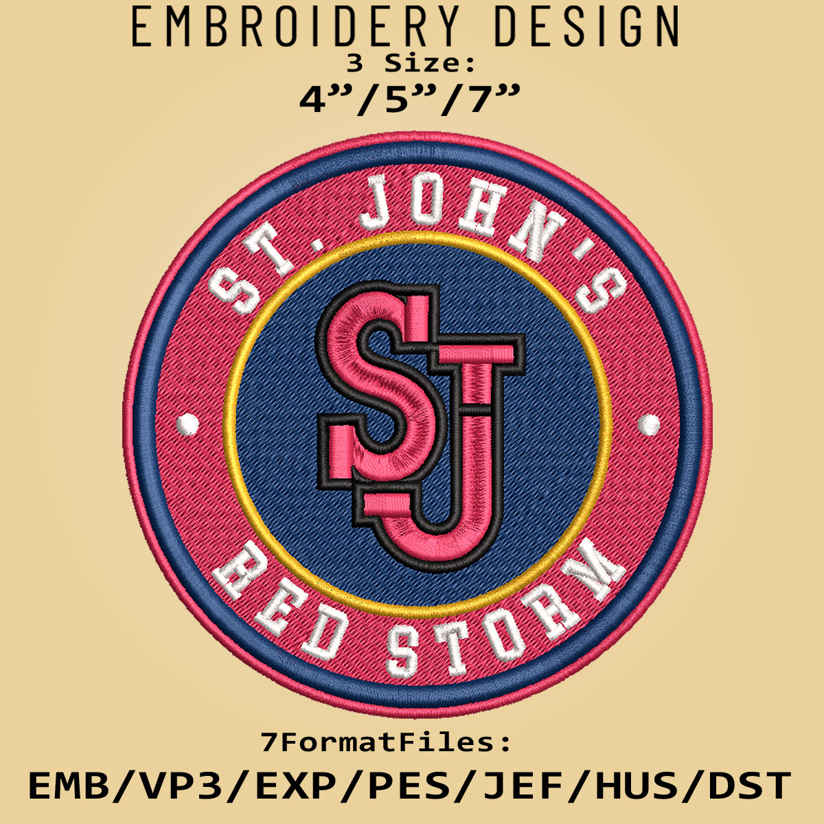 NCAA Logo St John's Red Storm, Embroidery design, Embroidery | Inspire ...