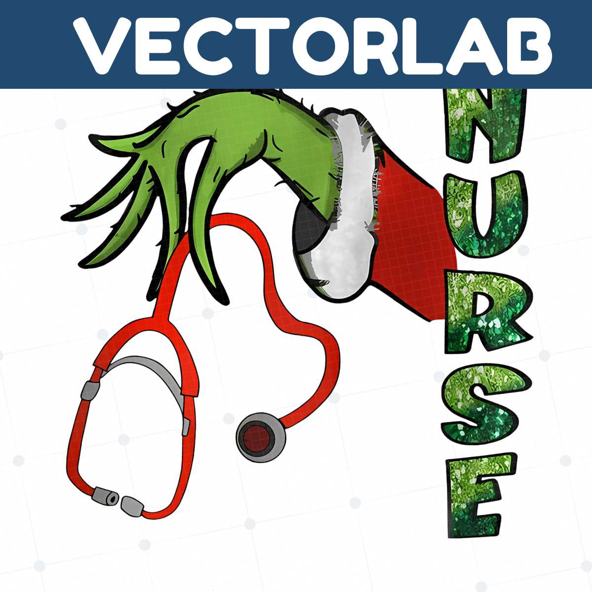 Retro Grinch Nurse Stethoscope PNG Sublimation Download | Inspire Uplift