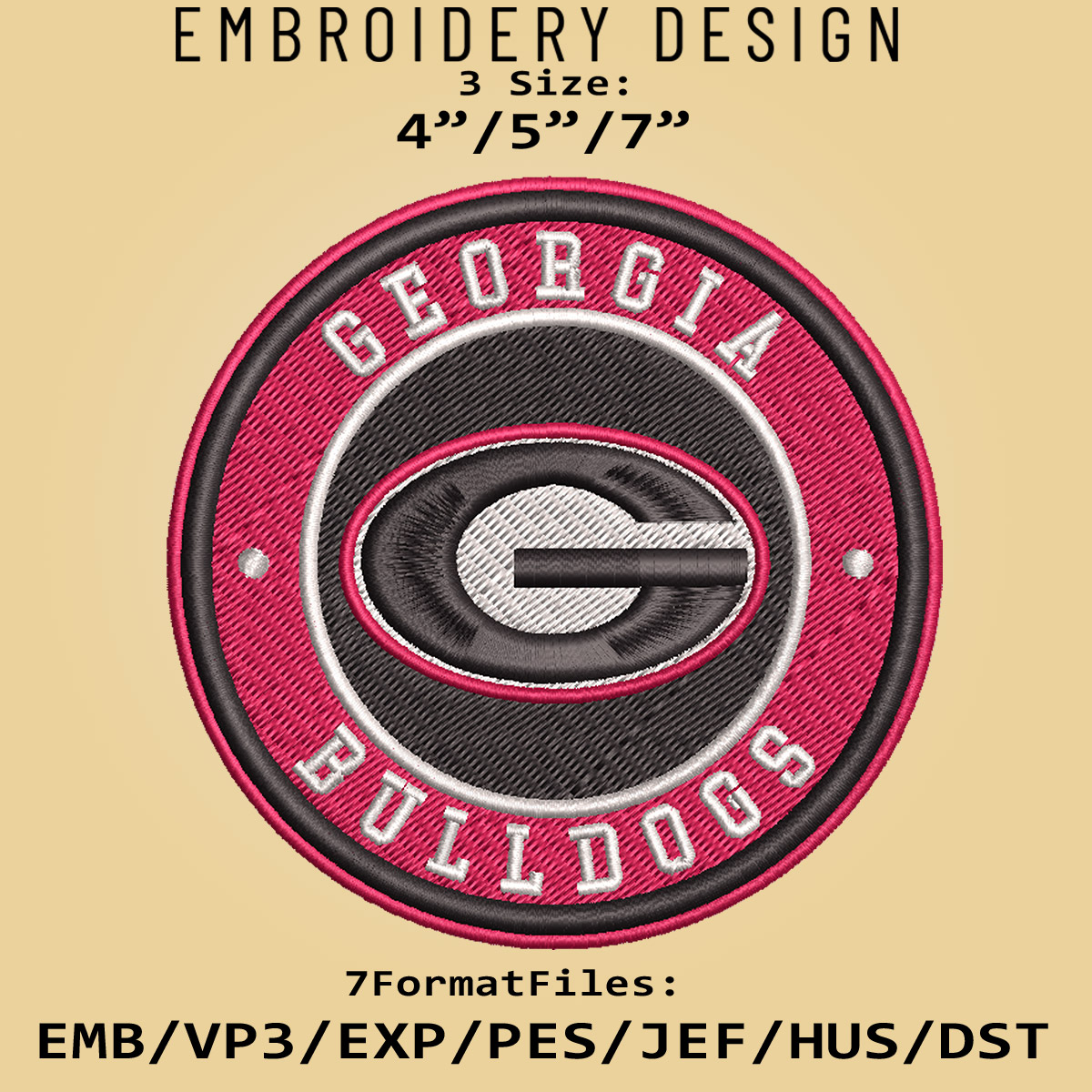NCAA Logo Georgia Bulldogs, Embroidery design, Embroidery Fi | Inspire ...
