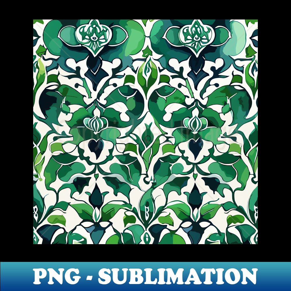 Green Ottoman Pattern on White - Trendy Sublimation Digital | Inspire Uplift
