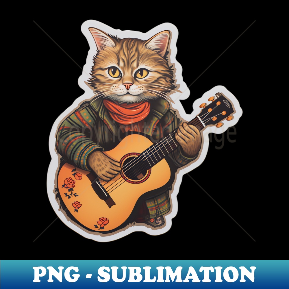 Cat with a guitar - Sticker for music fans and furries - Vin | Inspire ...