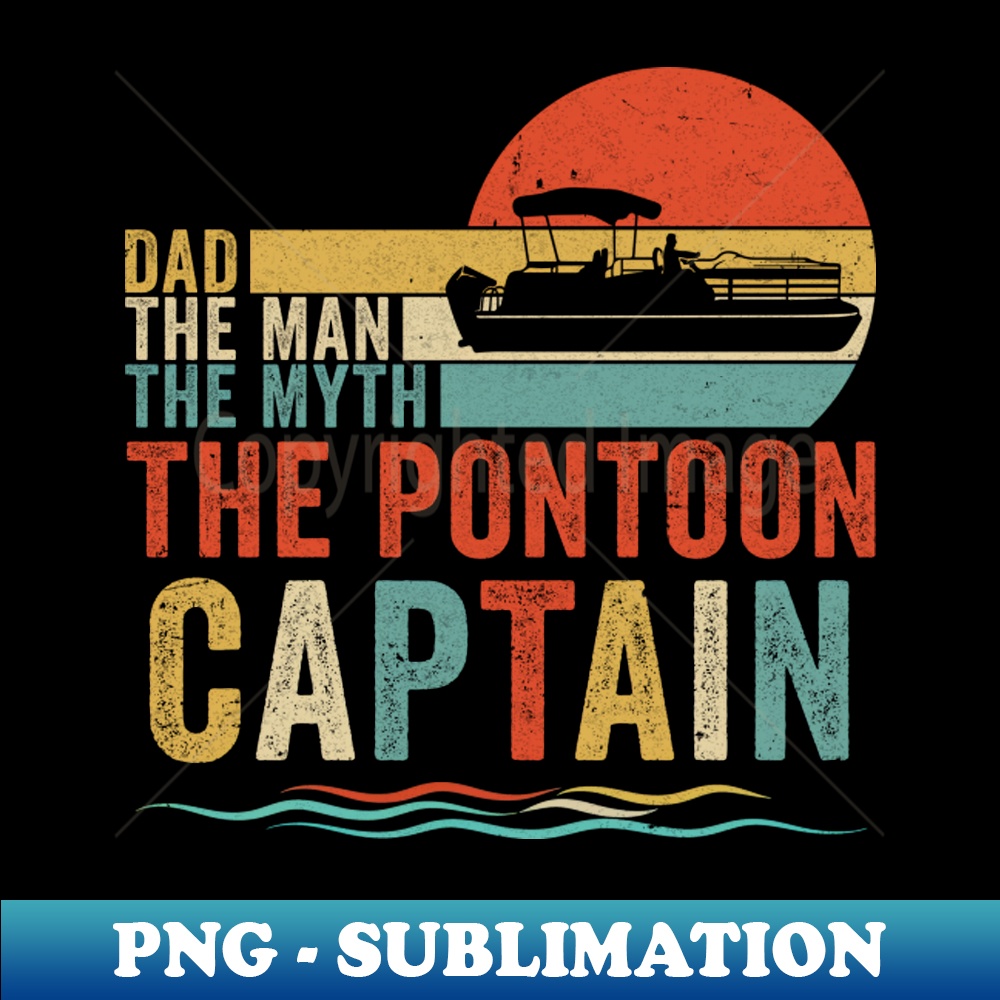 Funny Boat Boating Dad Man Myth Pontoon Captain Men Retro - | Inspire ...