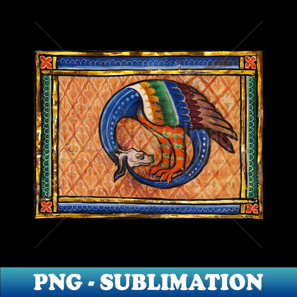 MEDIEVAL BESTIARY SNAKE DRAGON in Gold Blue Orange Colors - | Inspire ...