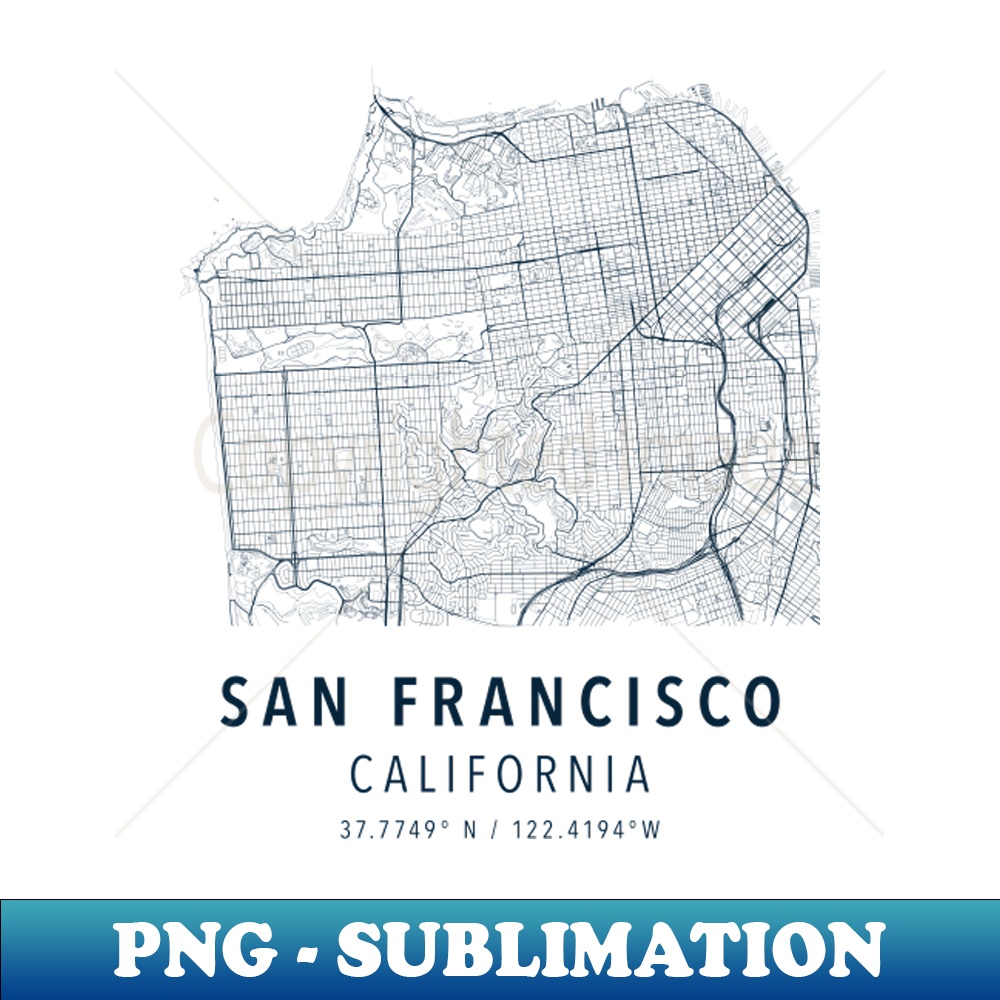 san francisco simple map - Instant Sublimation Digital Downl | Inspire ...