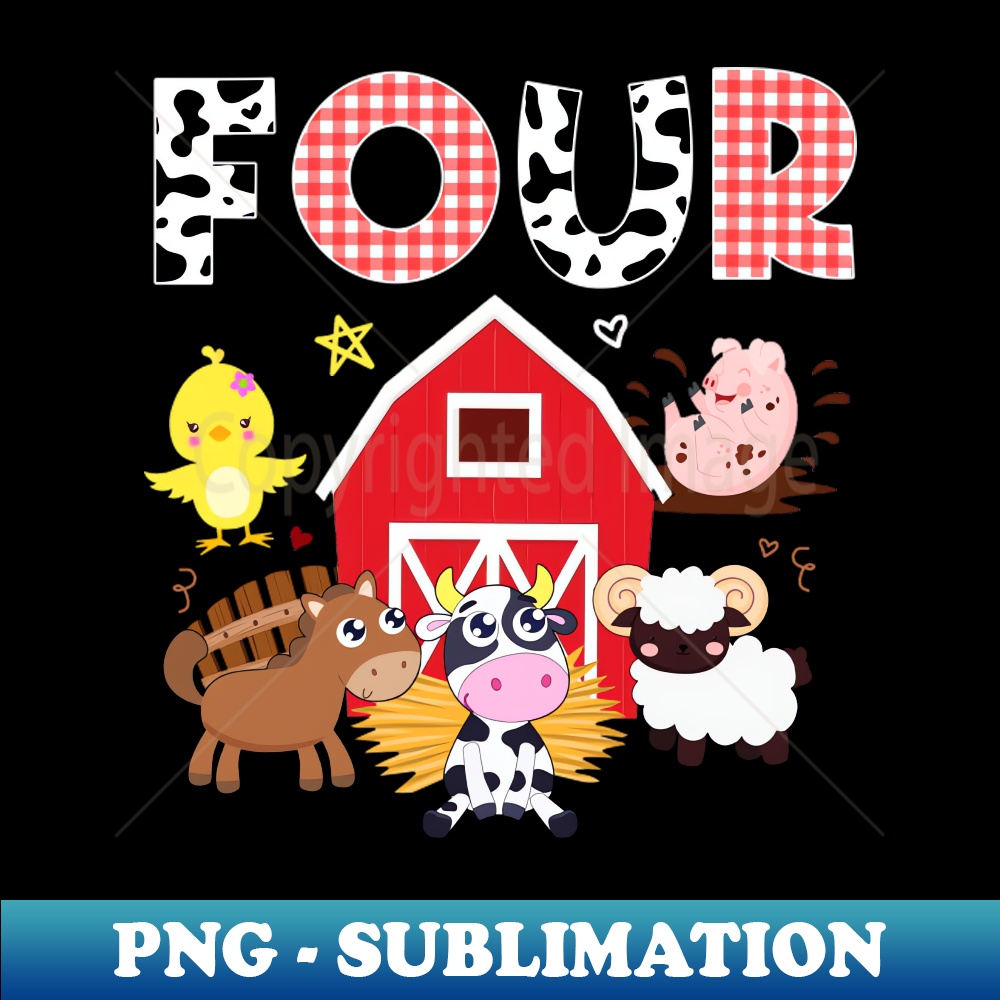 4th Birthday 4 Year Old Farm Theme Animals Birthday Part - P | Inspire ...