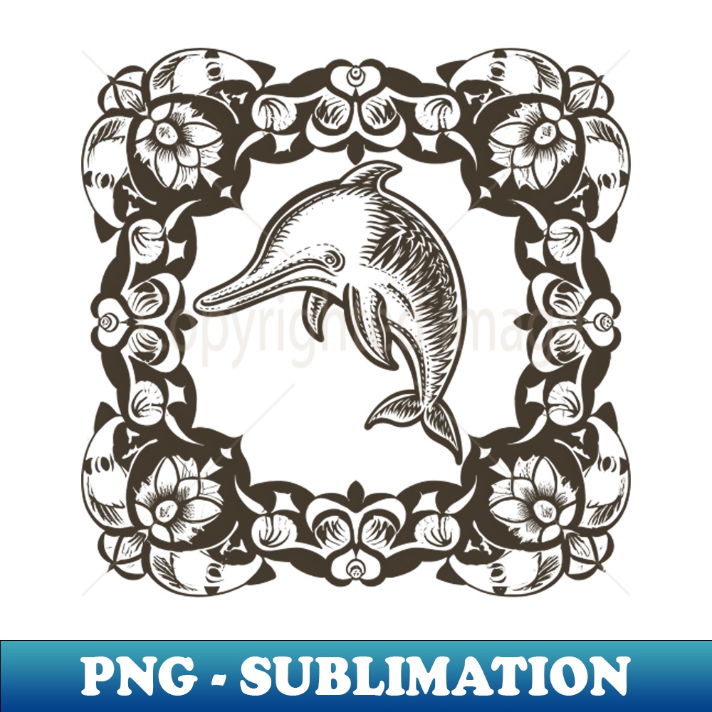 A Woodcut Art Of A Dolphin - High-Resolution PNG Sublimation - Inspire ...