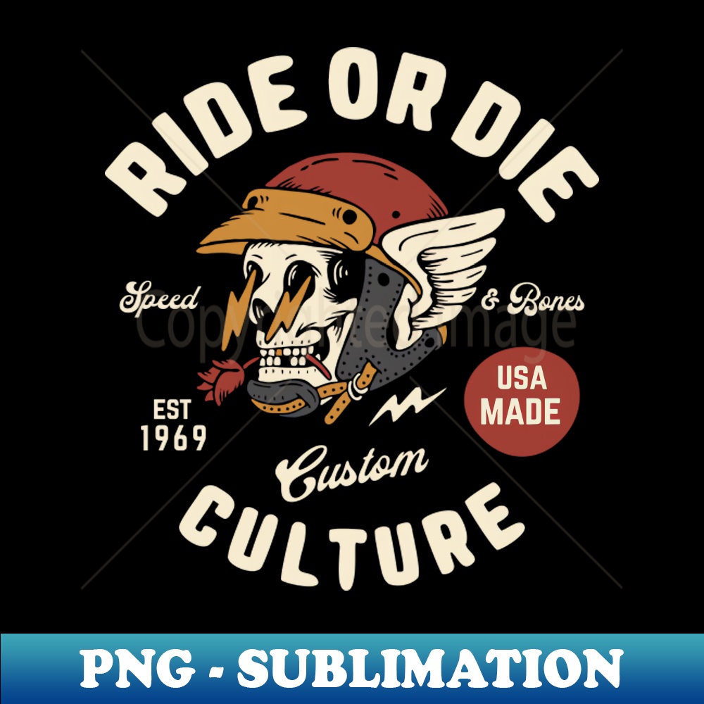 Classic Flying Skull Custom Motorcycle - Exclusive PNG Subli - Inspire ...