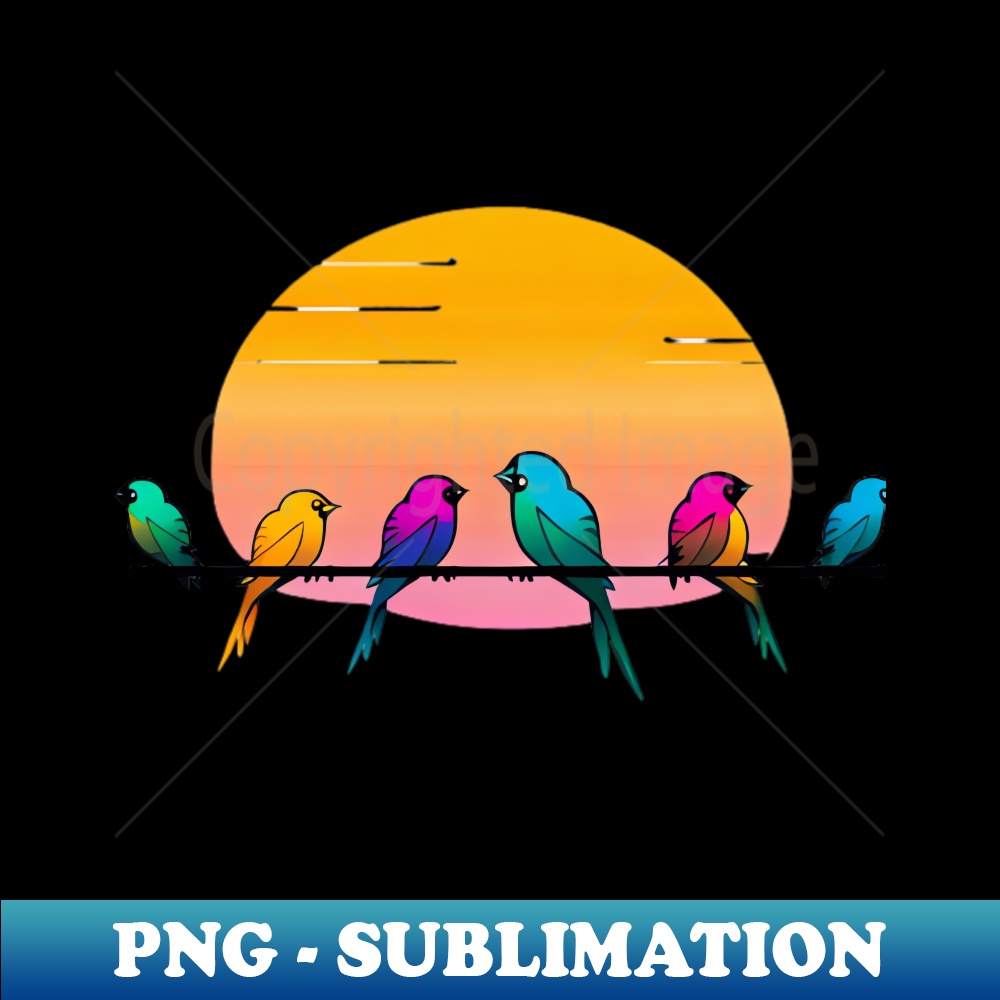 A design featuring a group of colorful birds perched on a wi | Inspire ...