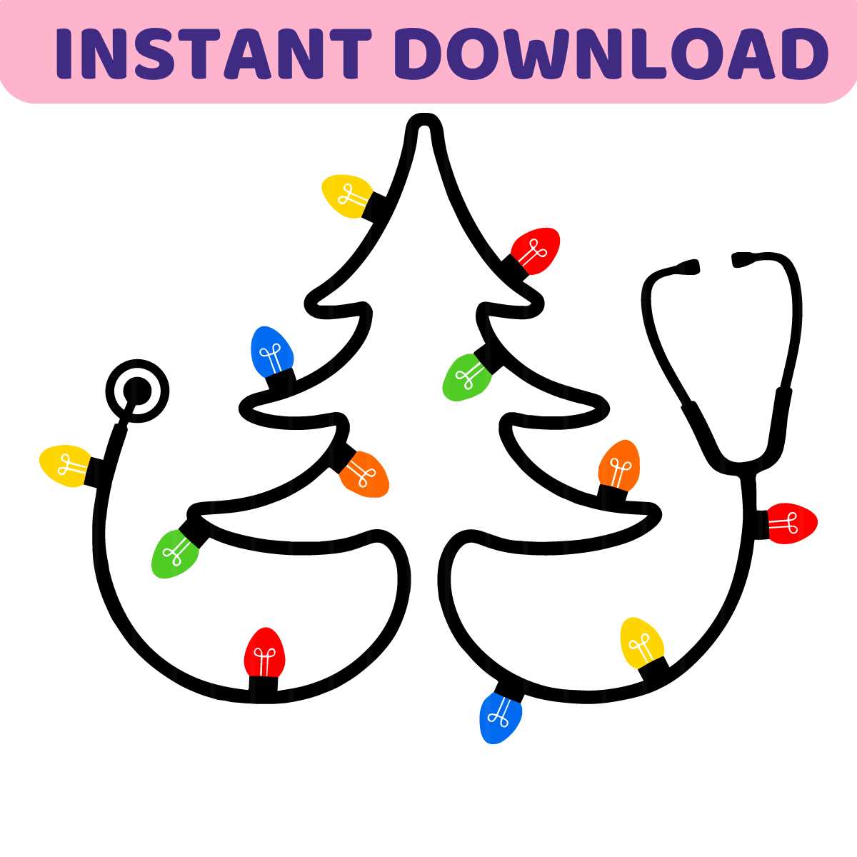 Stethoscope Christmas Tree With Lights SVG For Cricut Files | Inspire ...