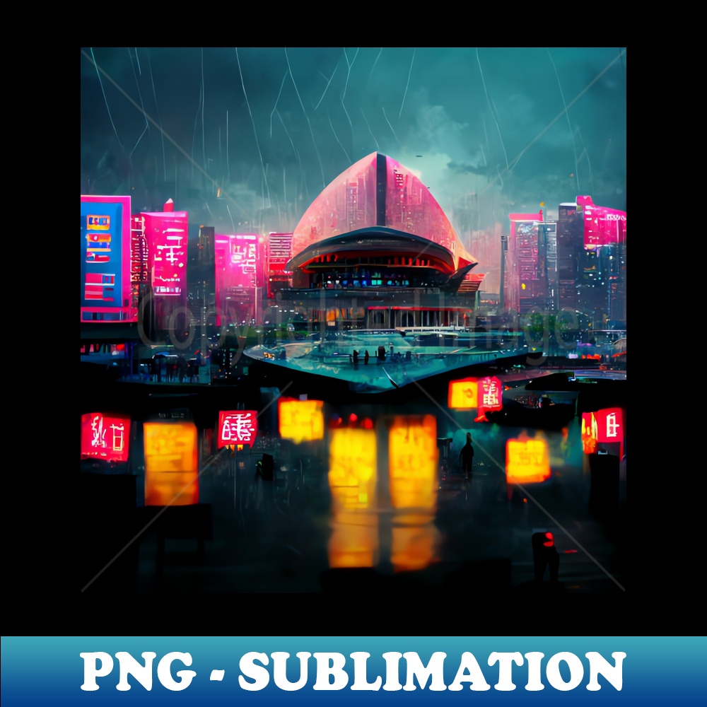 Neon District - Cyberpunk Cityscape Operahouse - PNG Sublima | Inspire ...