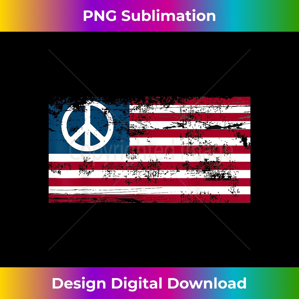 Distressed American USA Flag with Peace Sign - Urban Sublima | Inspire Uplift