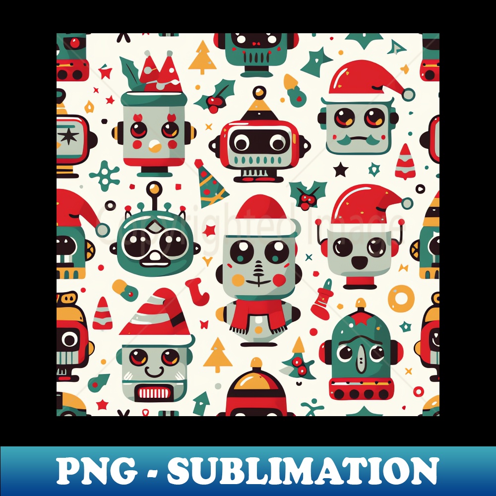 Christmas Robot Heads Pattern - Exclusive Sublimation Digita | Inspire ...