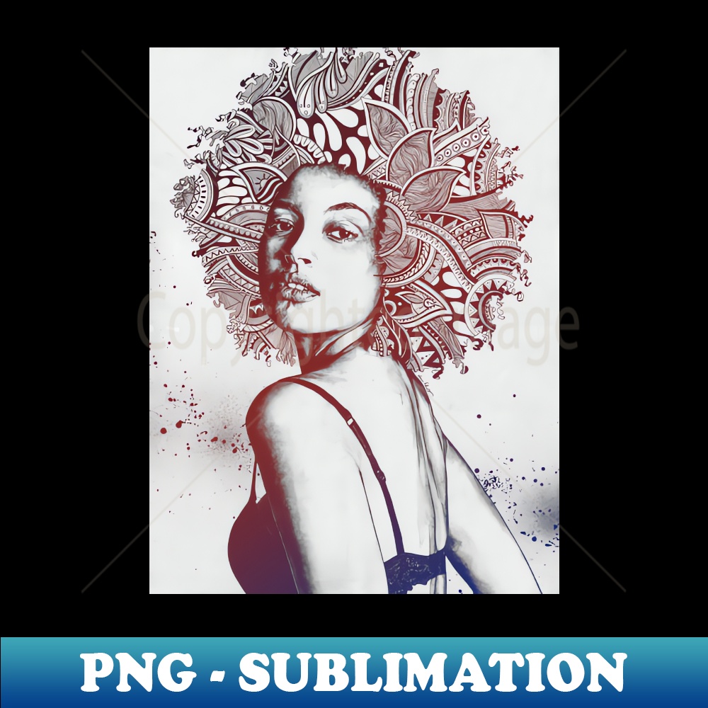 Red Viewphoria zentangle afro girl realistic portrait bkg - Inspire Uplift