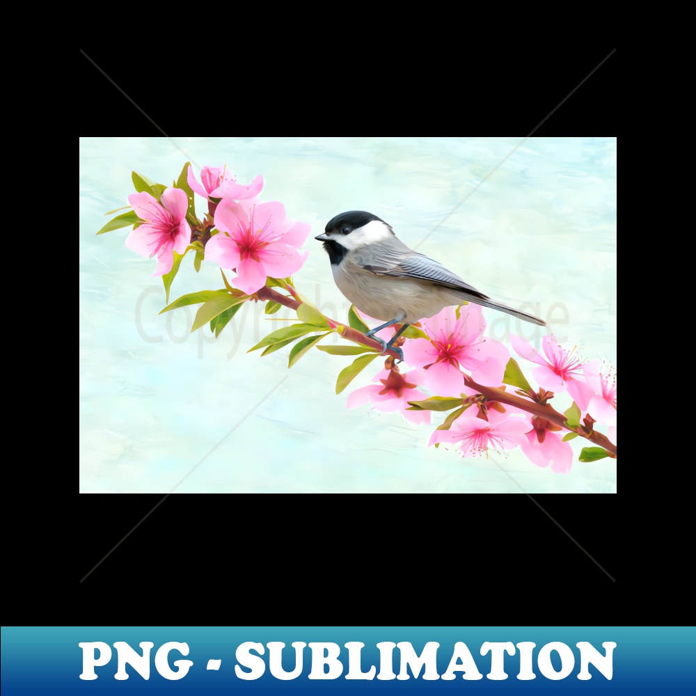 Chickadee and Peach Blossoms - PNG Transparent Digital Downl | Inspire ...