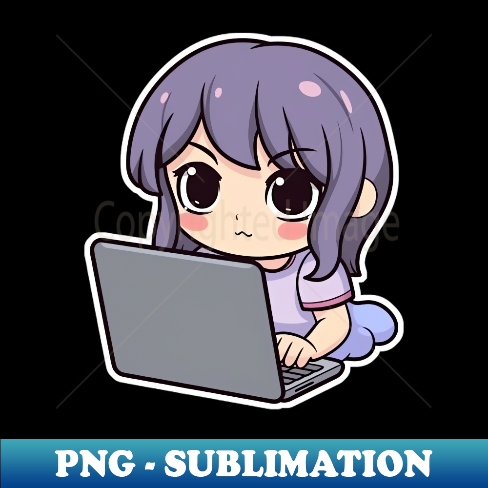 Kawaii Anime girl using laptop - Stylish Sublimation Digital | Inspire ...