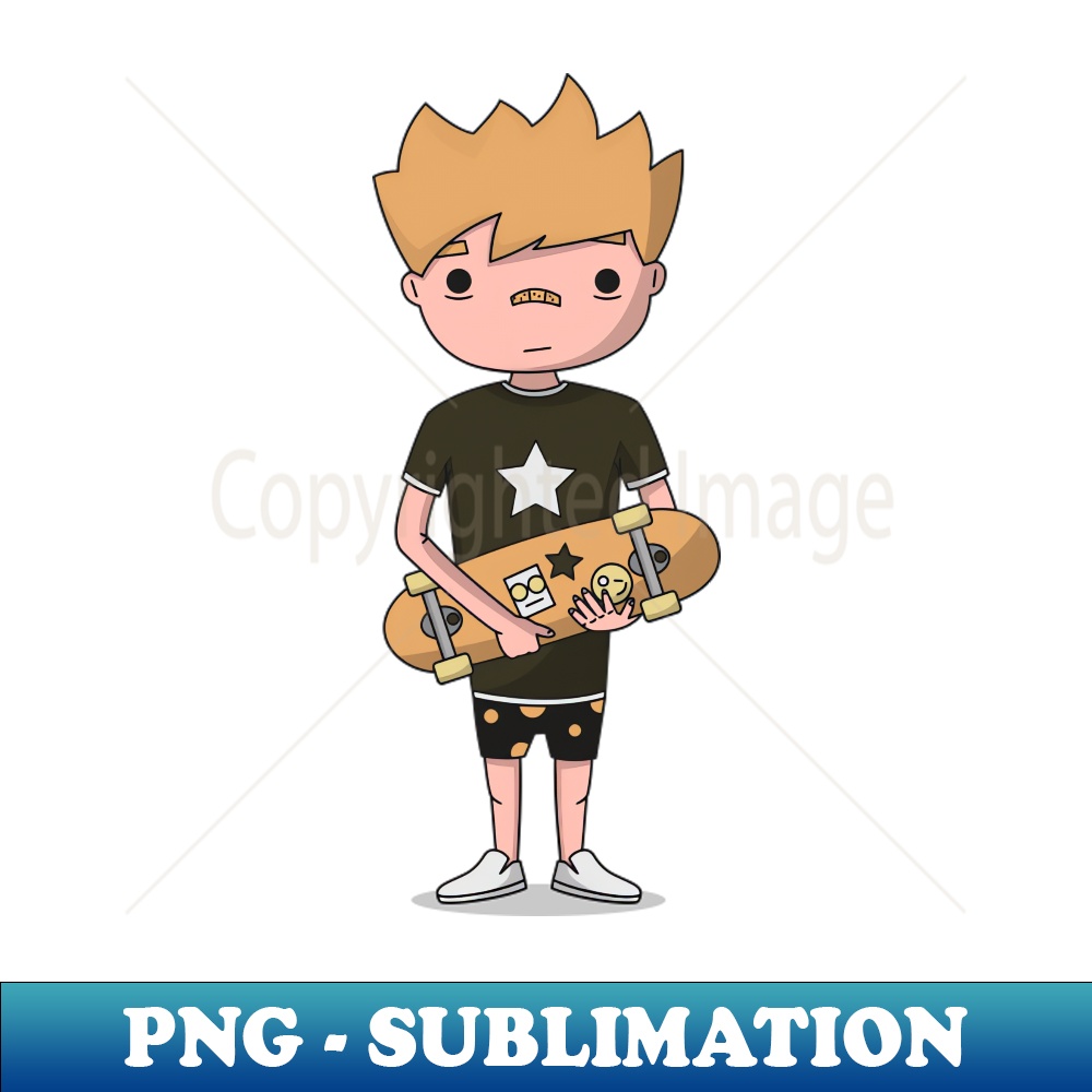 Boy with skateboard cartoon character - Instant Sublimation | Inspire ...
