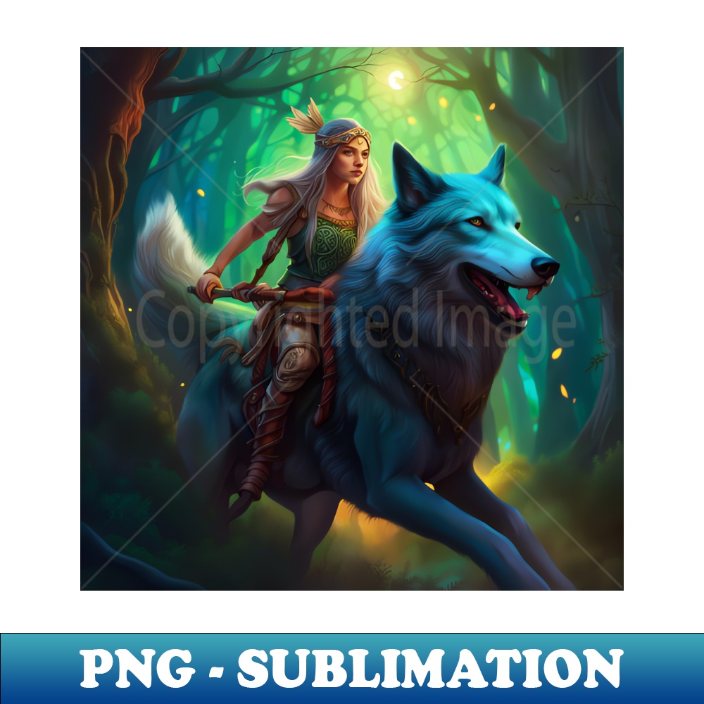 Warrior elf riding on a wolf - Elegant Sublimation PNG Downl - Inspire ...
