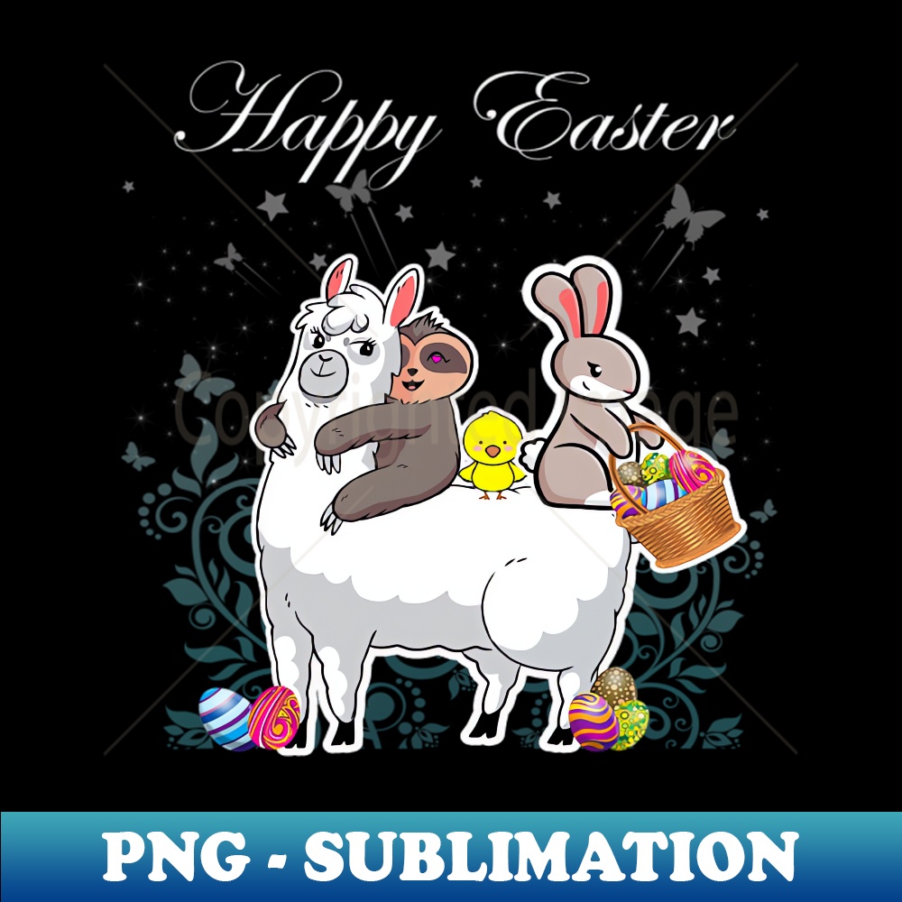 Happy Eastern Easter Eggs Bunny Sloth - High-Resolution PNG - Inspire ...