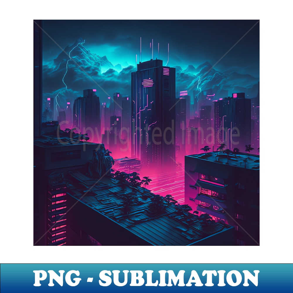 Violet Vapor - Cyberpunk Cityscape Skyline - Exclusive Subli | Inspire ...