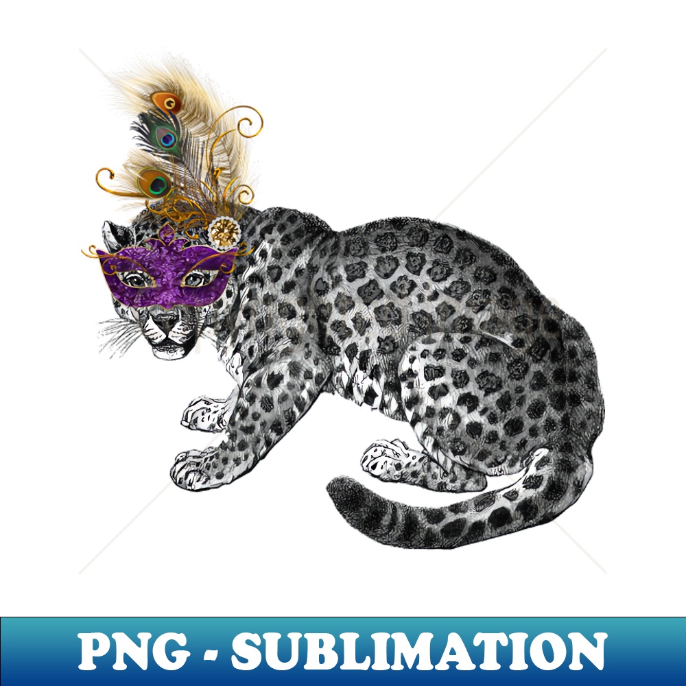 Mardi Gras Vintage Snow Leopard with Mask and Feather - Eleg | Inspire ...