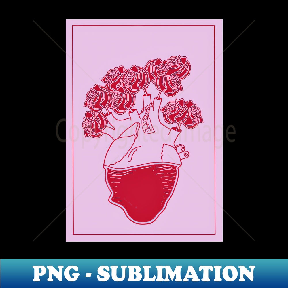 Self Love Heart Vase - PNG Transparent Sublimation Design - | Inspire ...