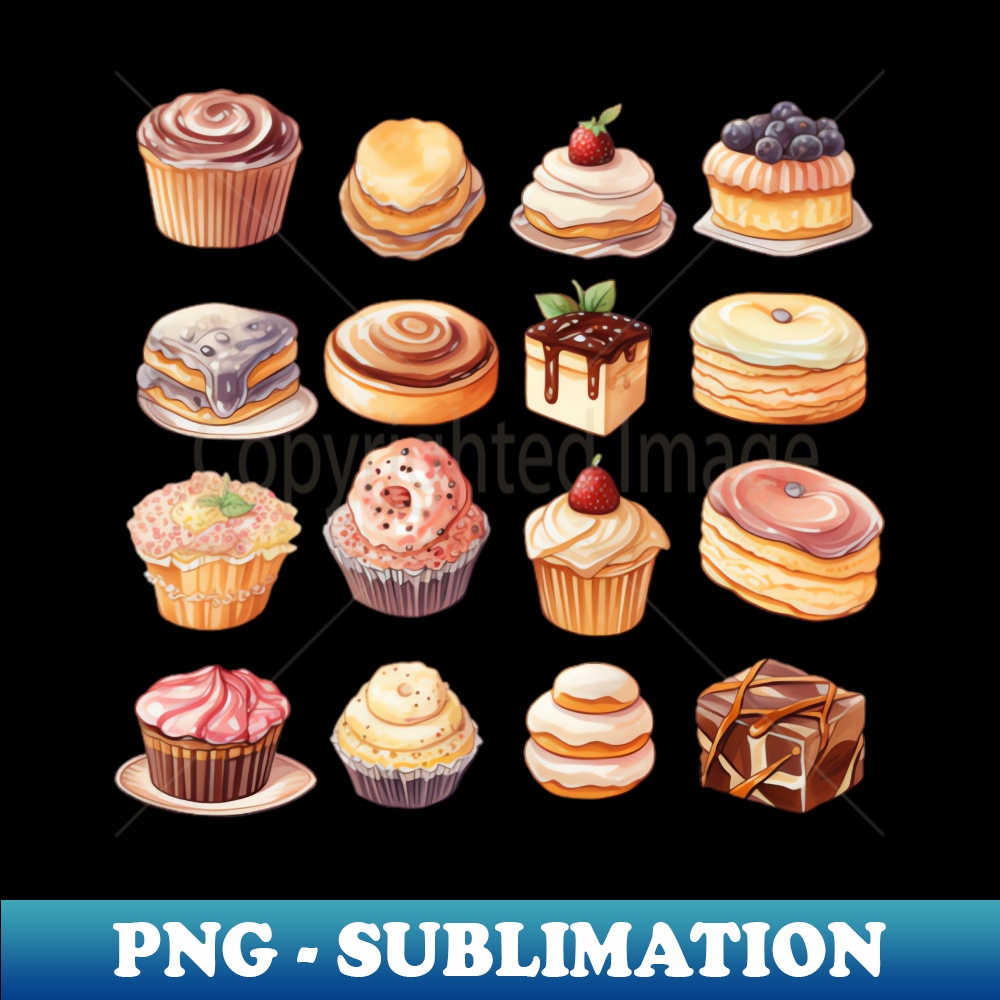 watercolor Bakery pastry cute collection Sticker - Exclusive | Inspire ...