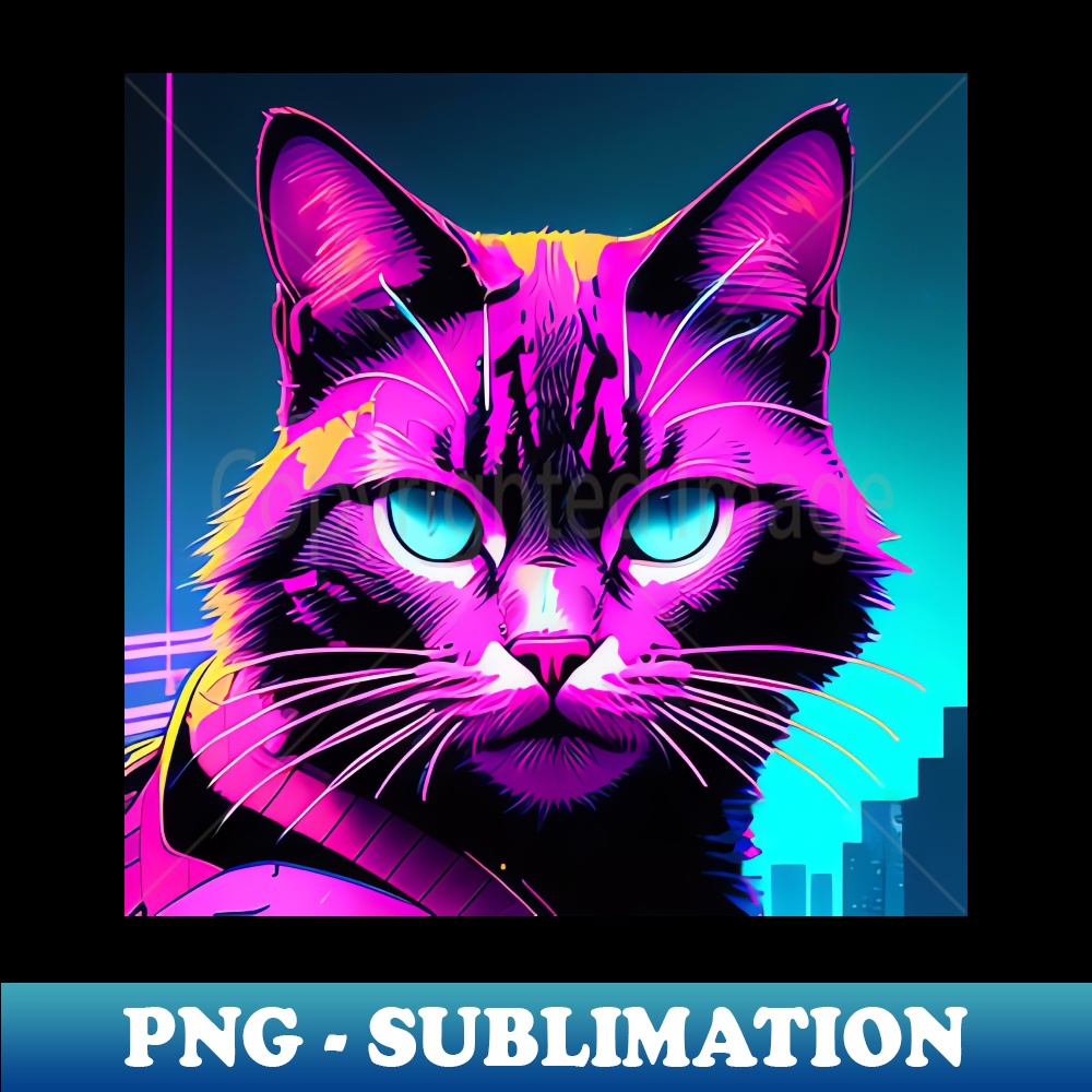 Synthwave Cat - Trendy Sublimation Digital Download - Perfec | Inspire ...