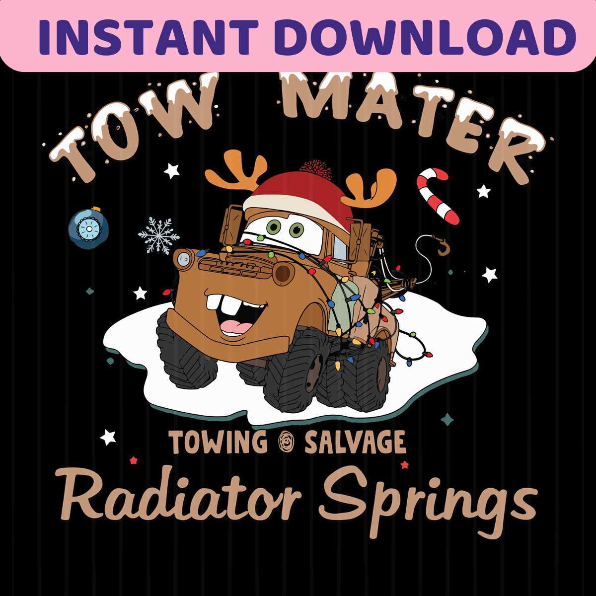 Disney Cars Tow Mater Radiator Springs Christmas SVG File | Inspire Uplift