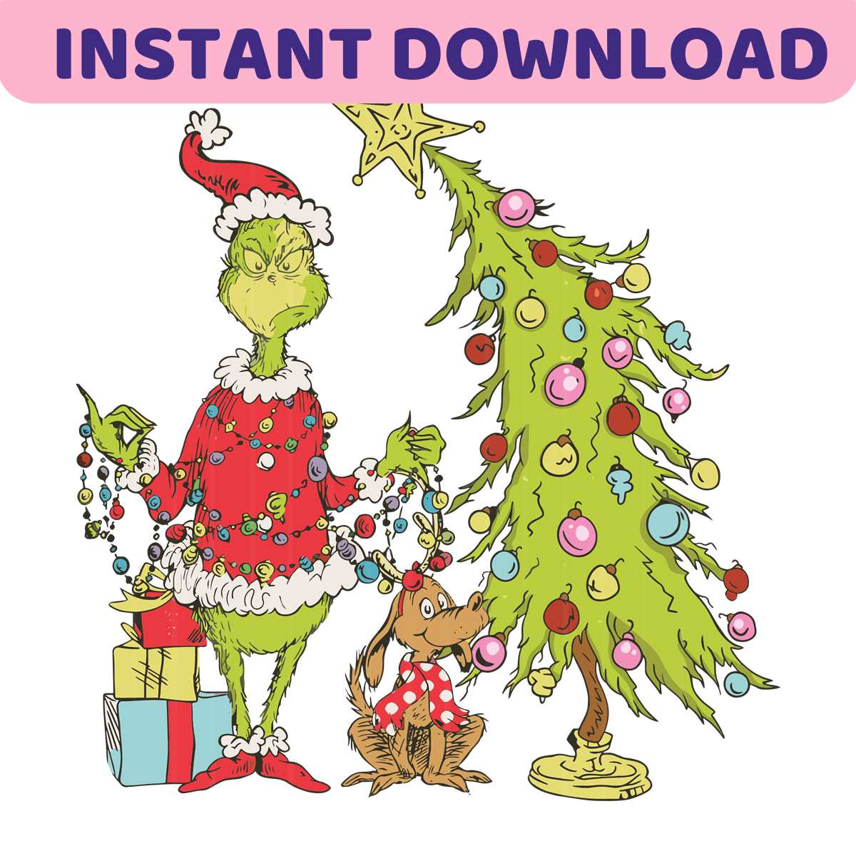 Retro Grinch Christmas Tree SVG Graphic Design File | Inspire Uplift