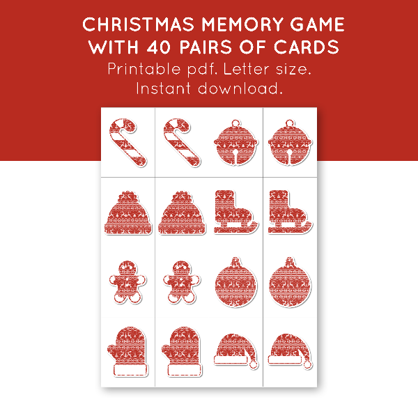 Concentration game. Memory card game. Holiday family game. P | Inspire ...