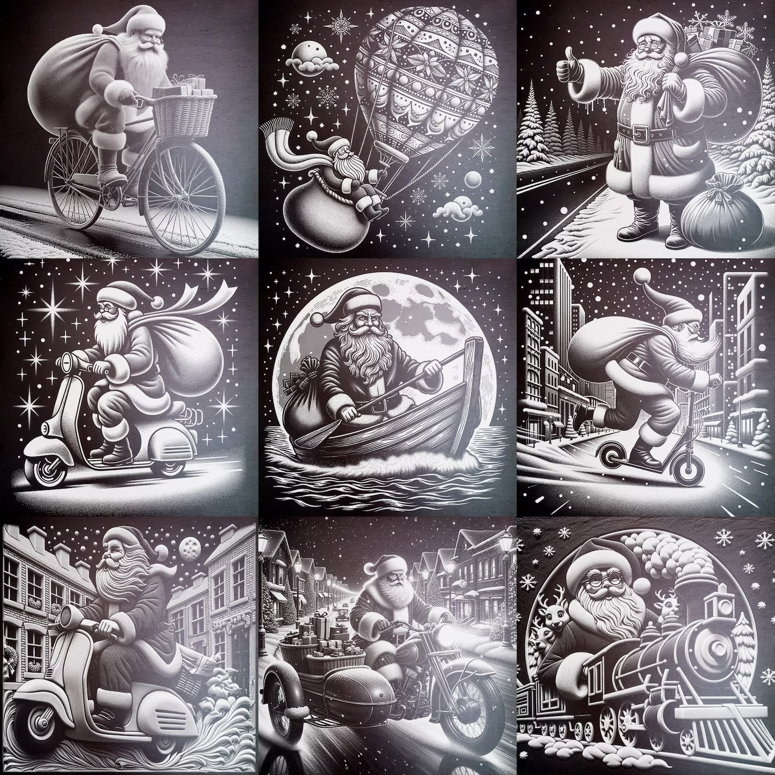 Pack of 9 Christmas PNGs | Laser Engraving File | Engraved S | Inspire ...