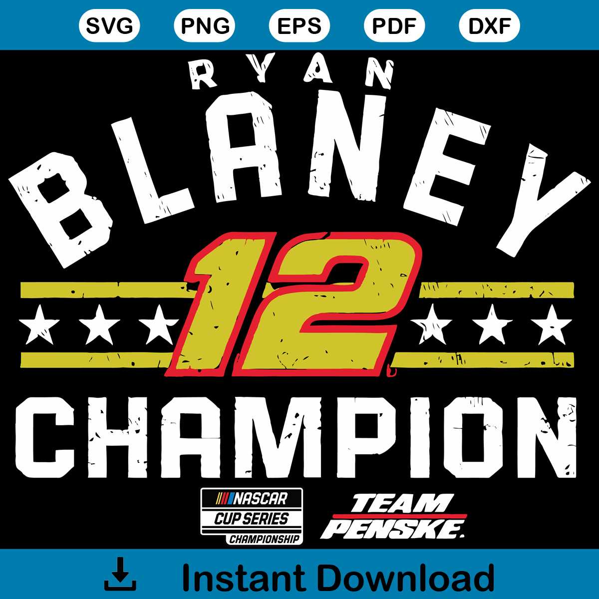 Ryan Blaney Team Penske NASCAR Cup Series Champion SVG | Inspire Uplift