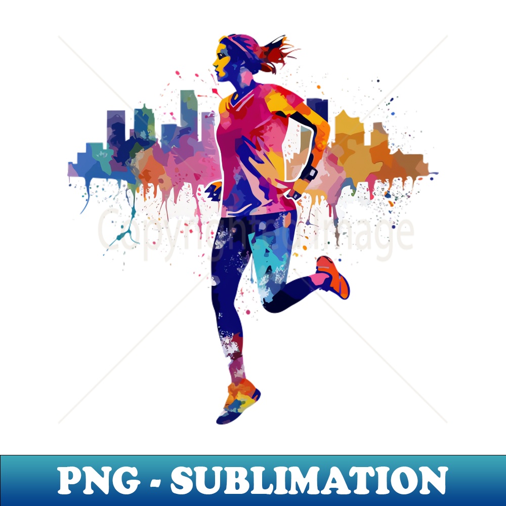 Energetic Stride - Watercolor Style Jogging Art - PNG Transp | Inspire ...