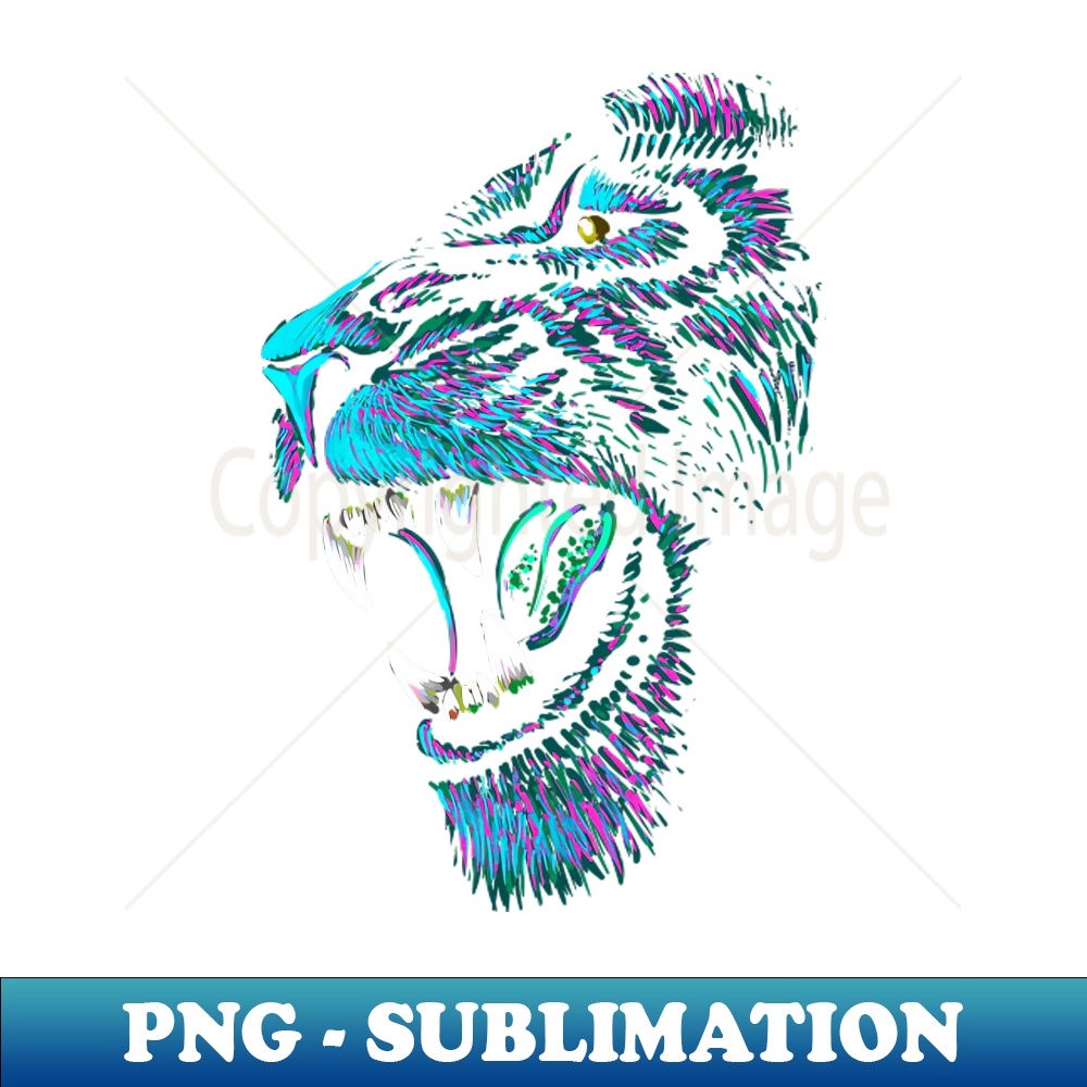 Artistic Lion Head - Blue Lion Drawing - Retro PNG Sublimati | Inspire ...