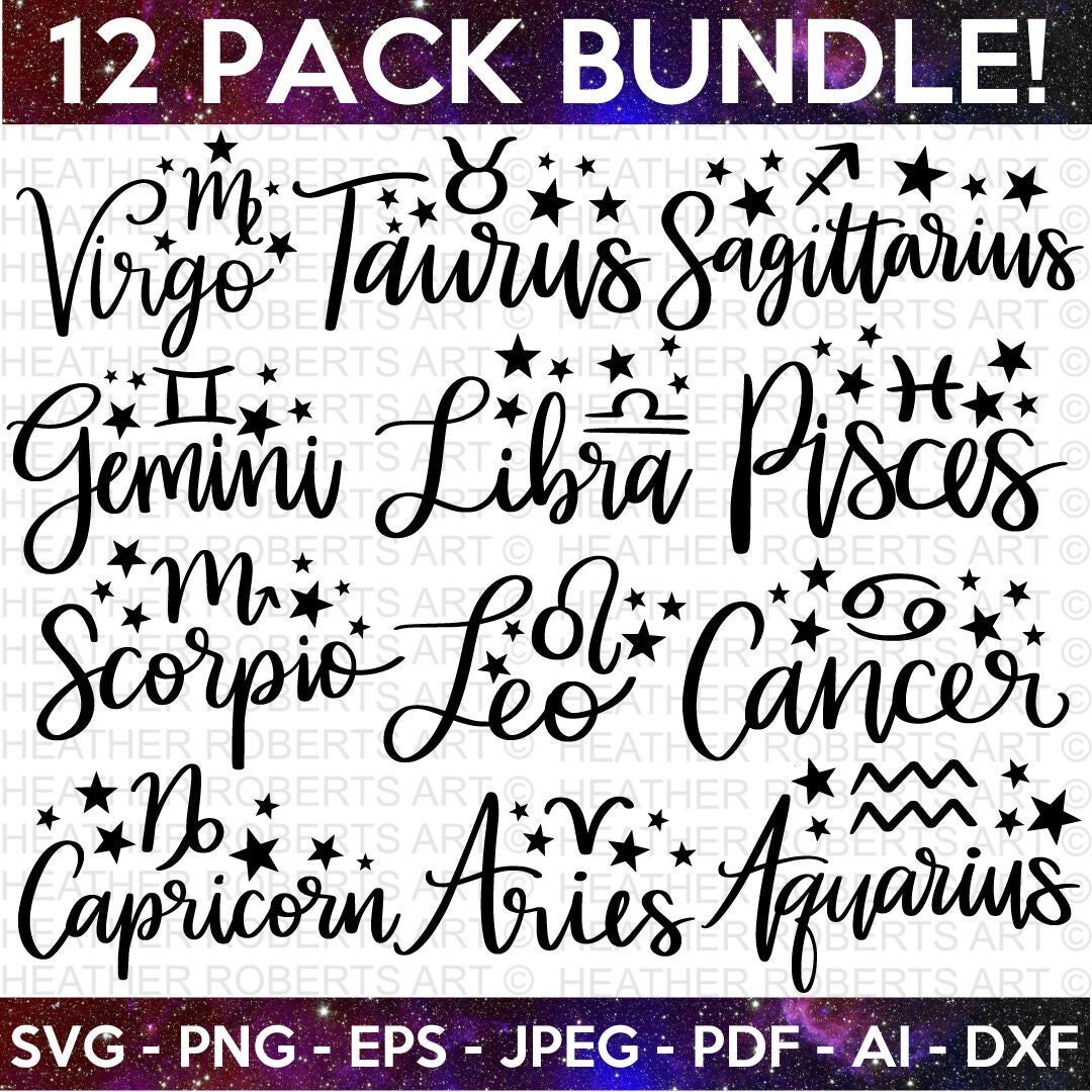 Zodiac Signs SVG Bundle, Astrology Signs svg, Zodiac Symbols | Inspire ...