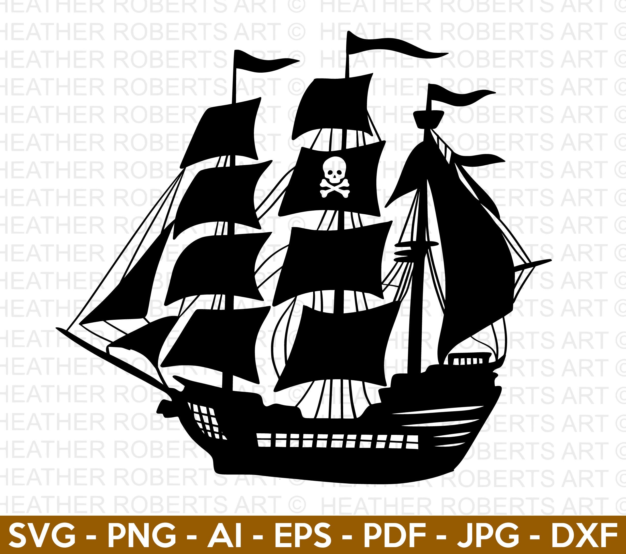 Pirate Ship SVG, Pirate SVG, Pirate Ship Silhouette SVG, Bla - Inspire ...