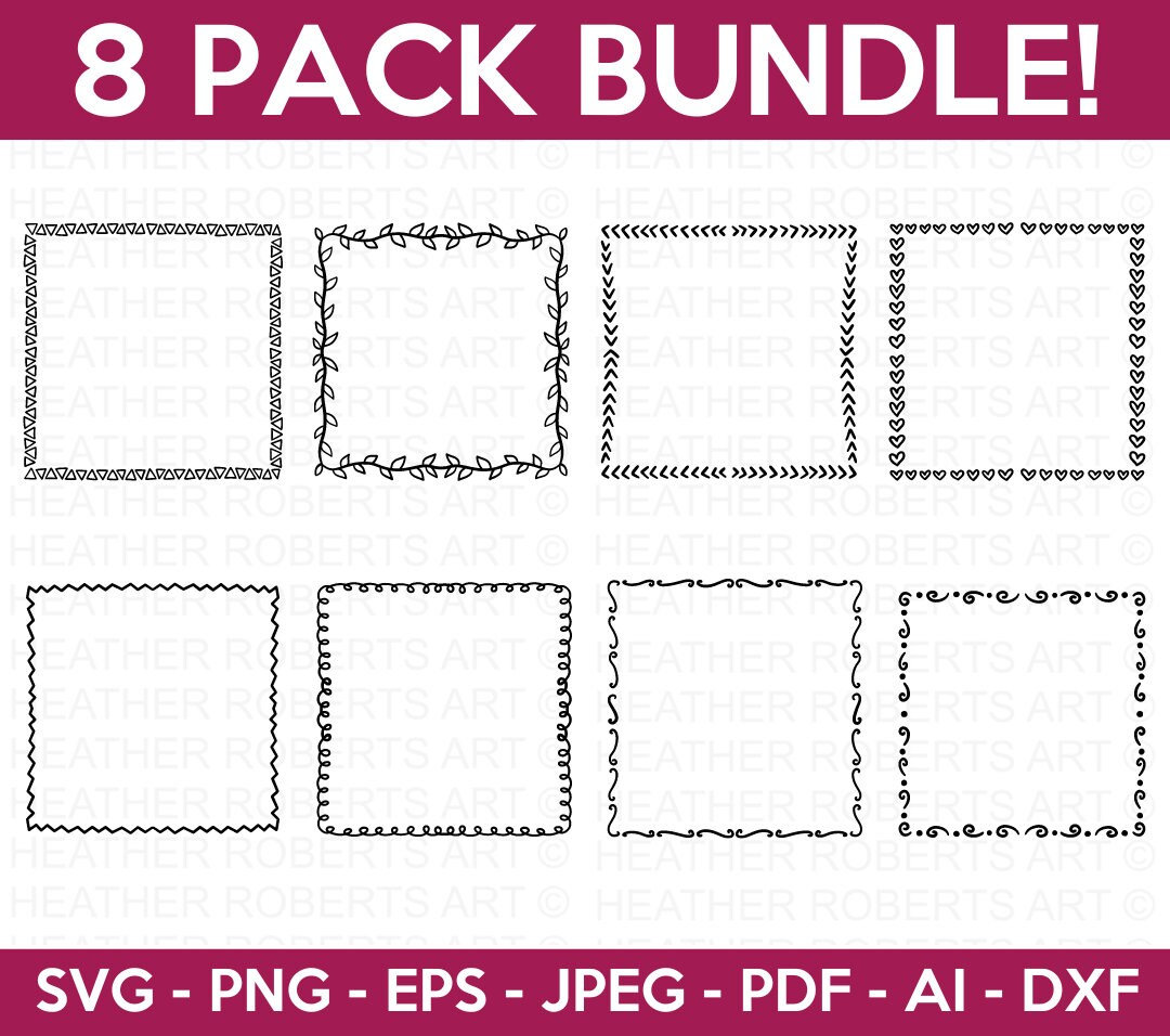 Frame Border SVG Bundle, Square Frames SVG, Fancy Borders SV | Inspire ...