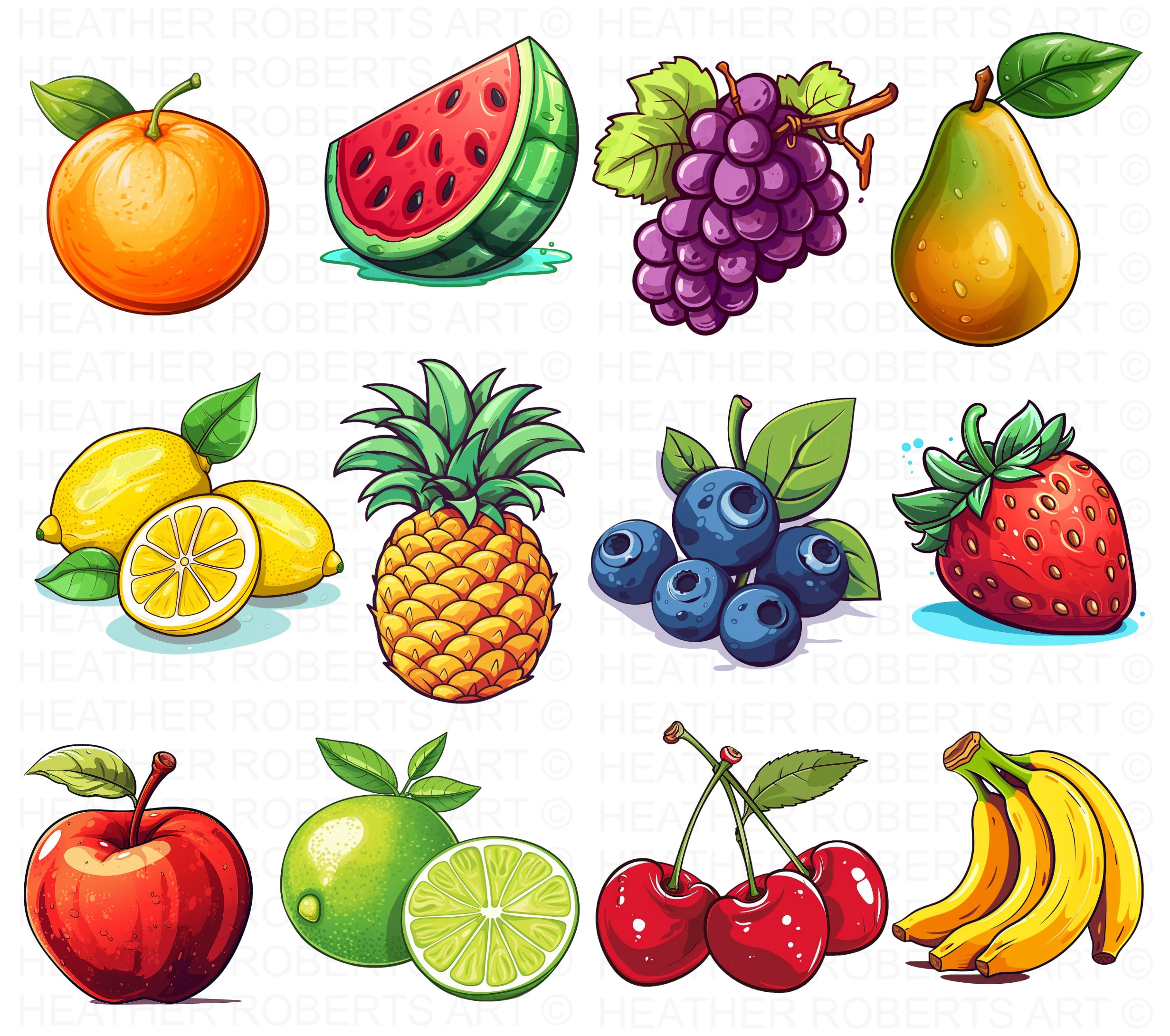 Fruit Clipart Set , Fruits PNG, Clipart Set of Strawberry, A - Inspire ...