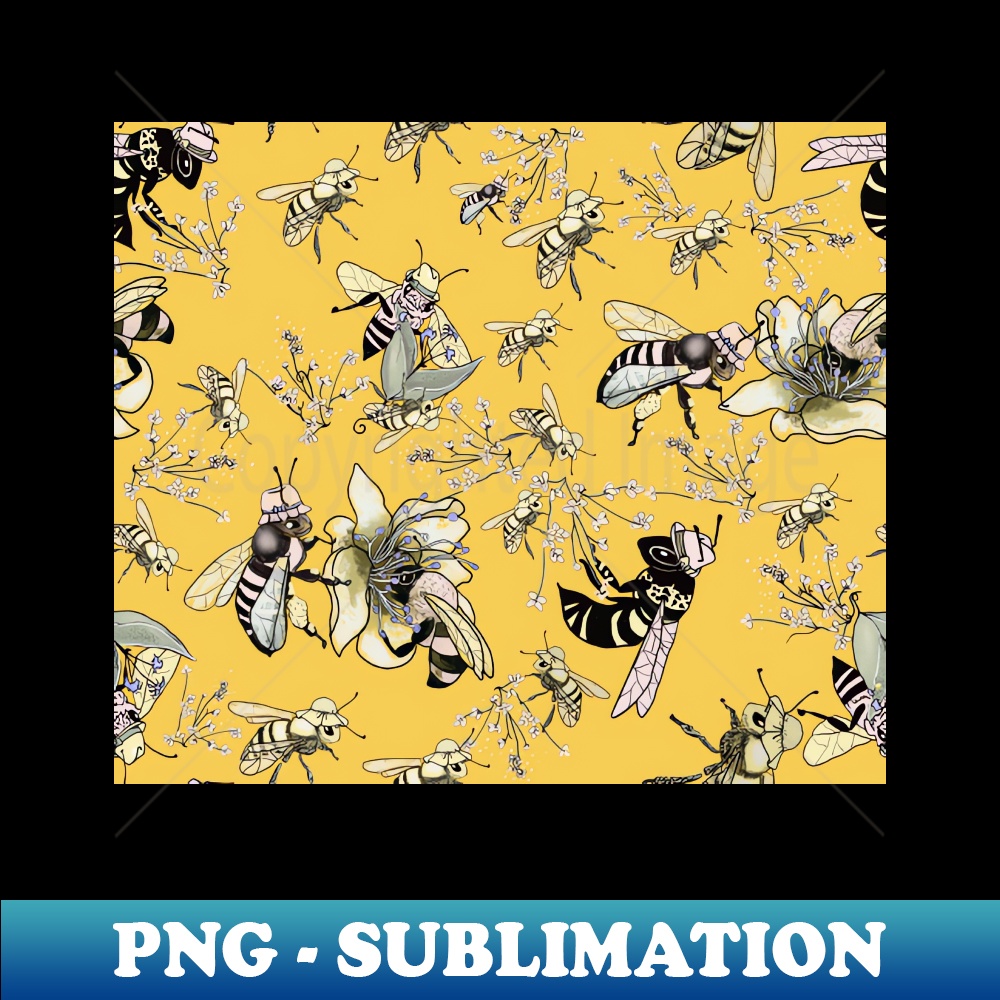 Bees in Hats on Yellow - Artistic Sublimation Digital File - | Inspire ...