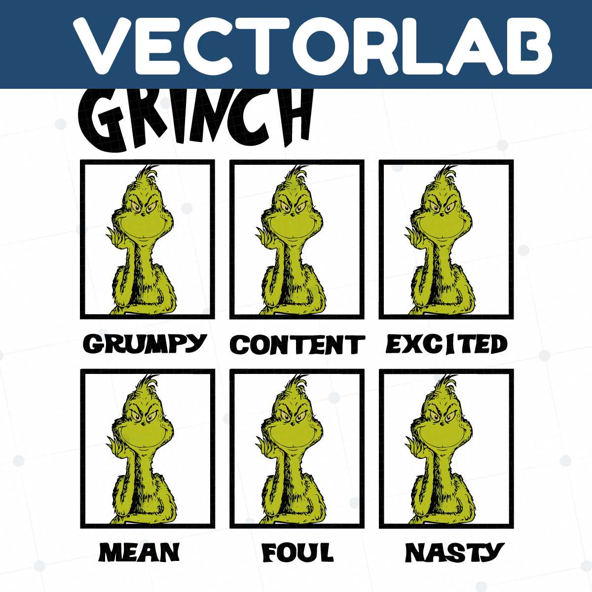 The Many Moods Of Grinch SVG Cutting Digital File - Inspire Uplift