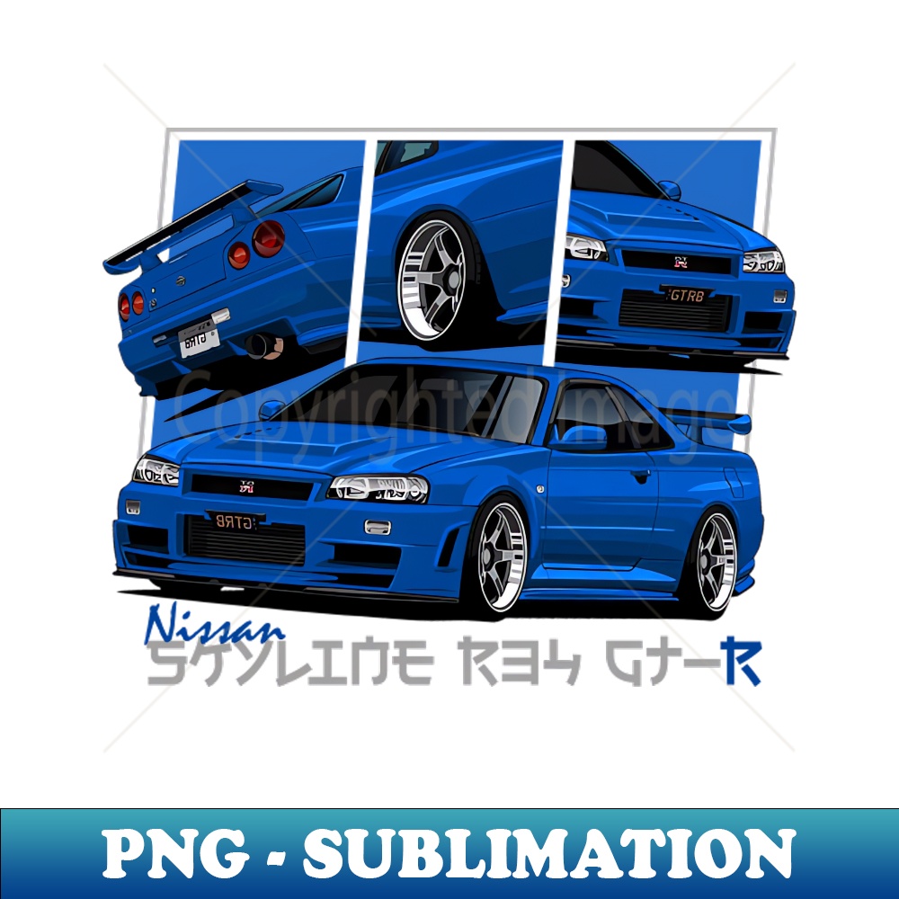 Nissan Skyline r34 GTR Blue JDM Car - Signature Sublimation | Inspire ...