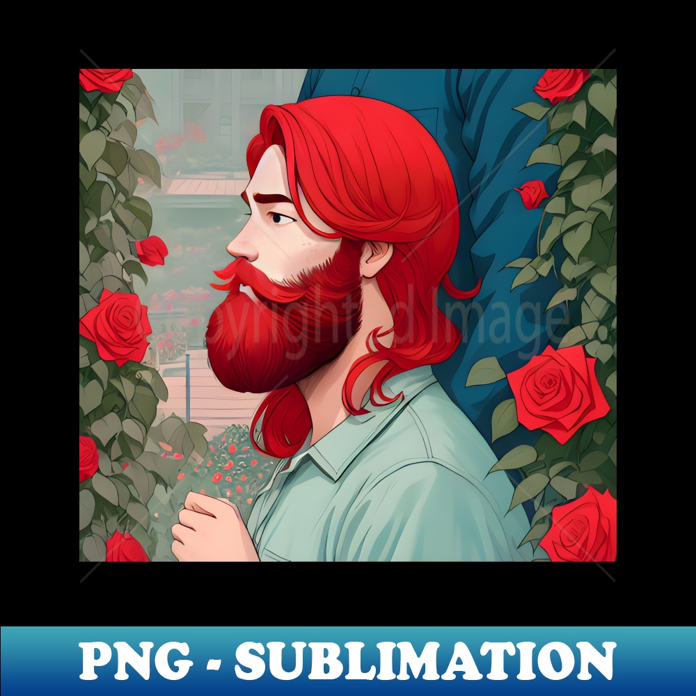 red hair beard guy in flower garden sticker - PNG Transparen | Inspire ...