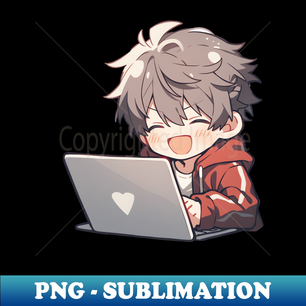 Cute Anime boy using laptop - Special Edition Sublimation PN | Inspire ...